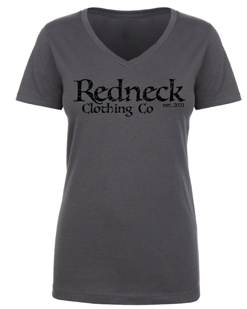 Women’s V-neck T-shirt - Redneck Black Logo - Redneck Clothing Co.