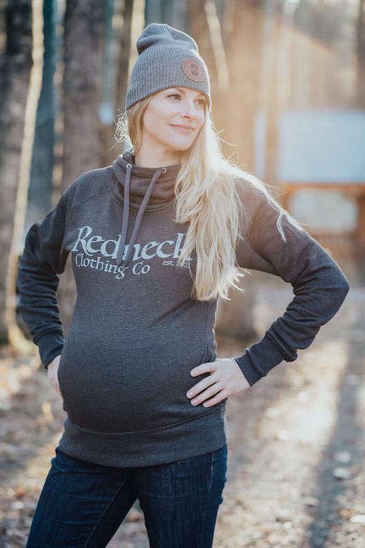 Women’s Scuba Hoodie - Redneck Grey Logo - Redneck Clothing Co.